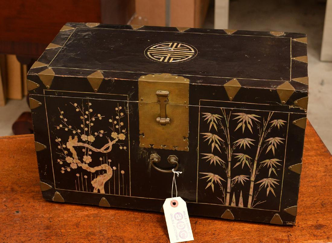 Korean style mother of pearl inlaid lacquer chest