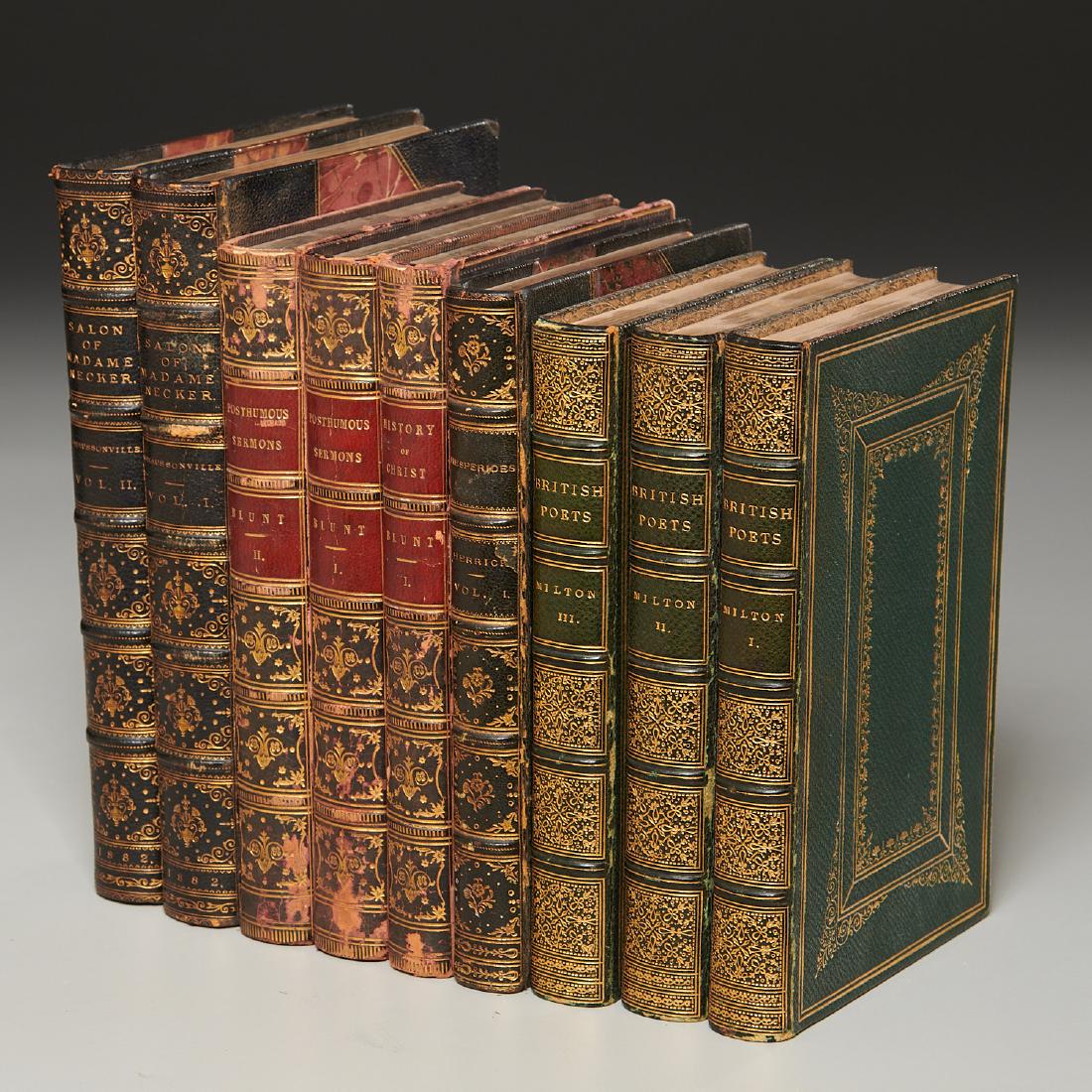 Books: (9) Vols 19th C. Fine Leather Bindings