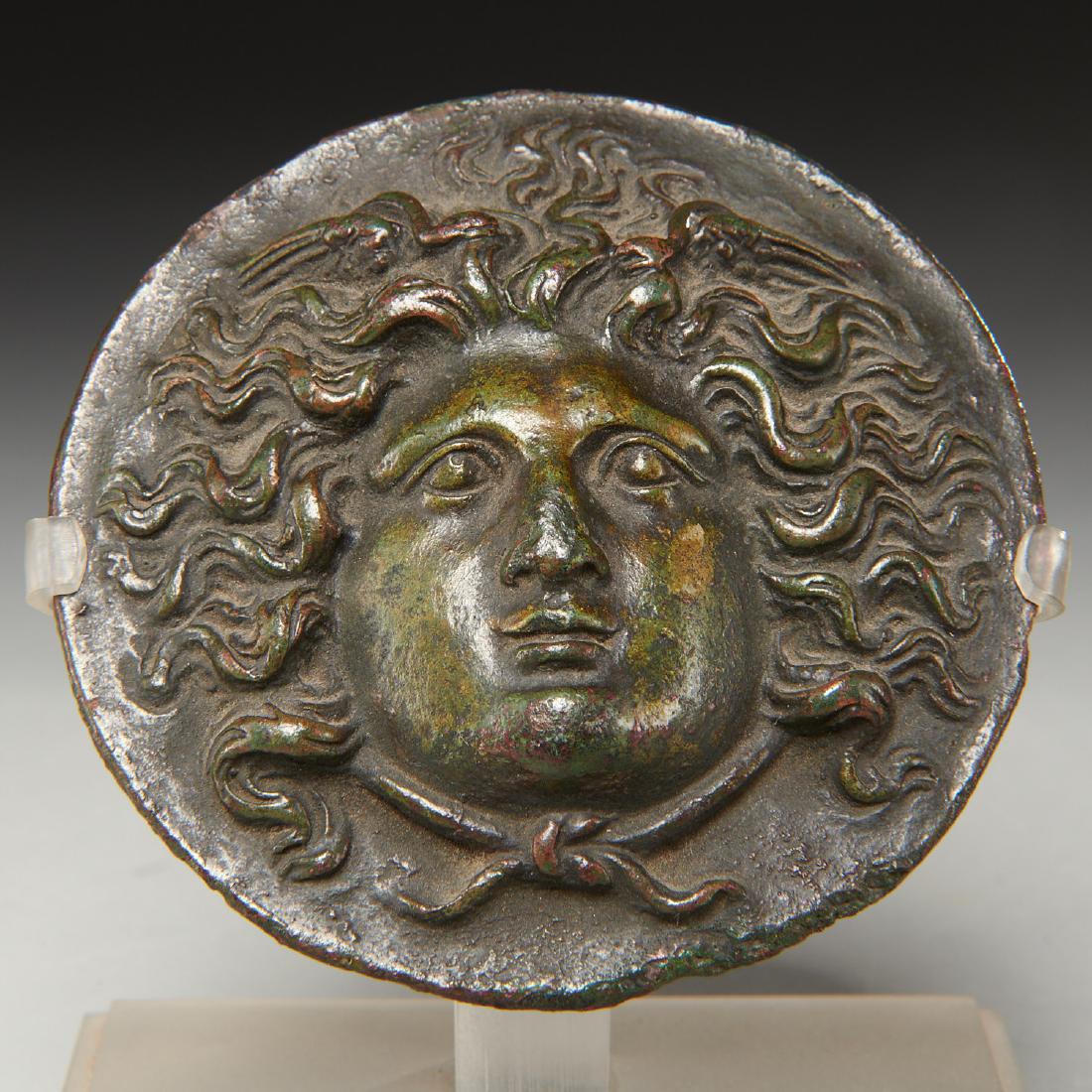 Roman bronze Medusa head phalera
