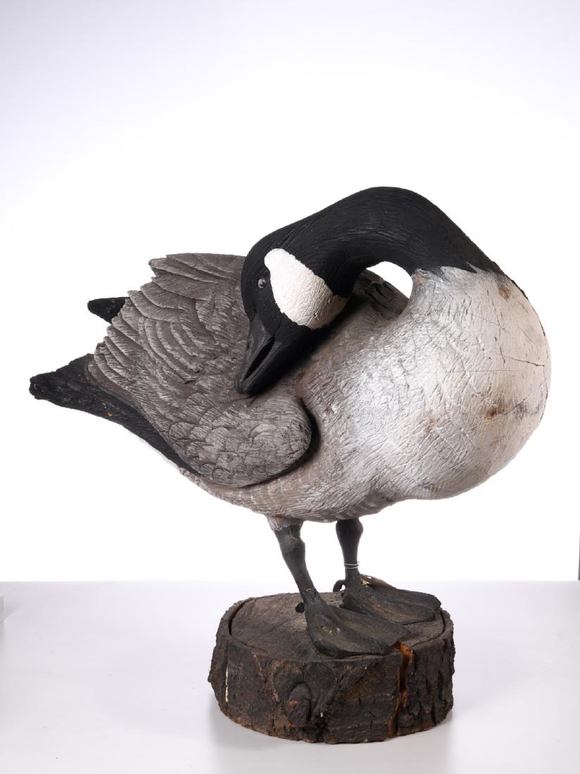 Large artist-signed carved wood Canadian goose