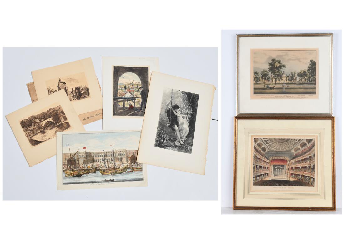 Group Antique Etchings And Engravings