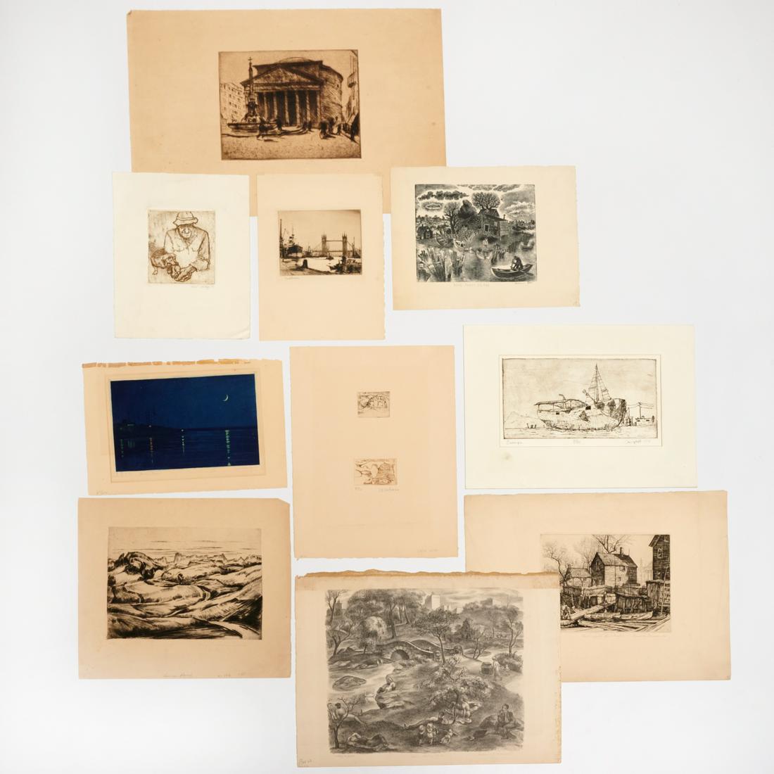 (10) Vintage Signed Etchings And Engravings