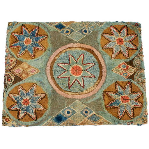 American Folk Art Hooked Rag Rug
