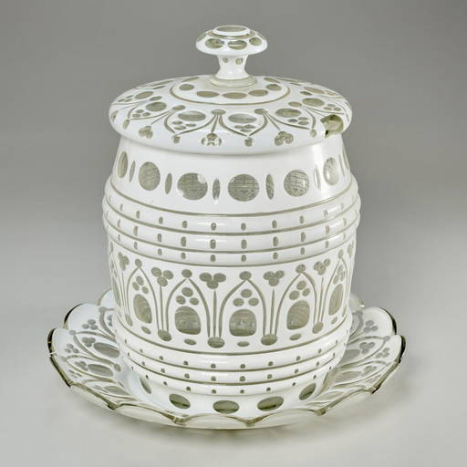 Bohemian Cased Glass Punch Jar And Under Plate