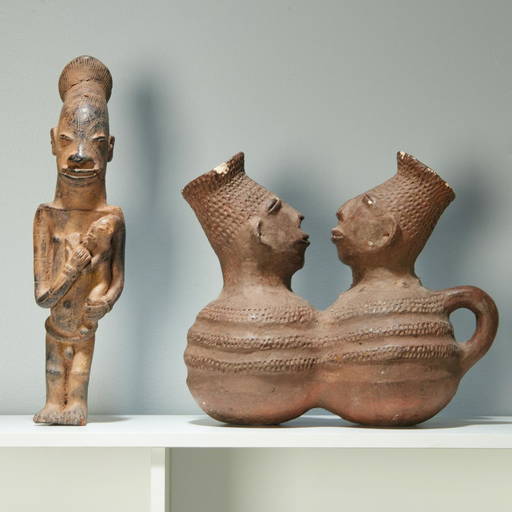 Mangbetu Peoples, Figural Vessel And Sculpture