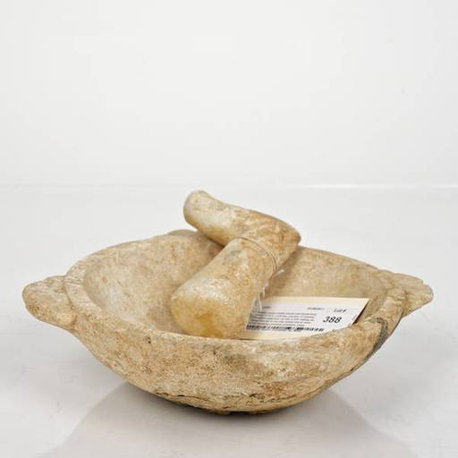 Roman Carved Marble Mortar And Thumb Form Pestle