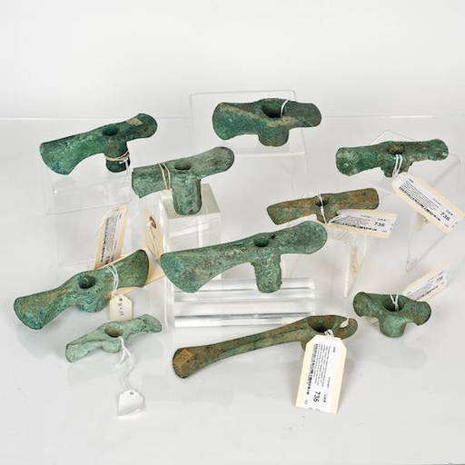 (10) Ancient Near Eastern Bronze Mattock Heads