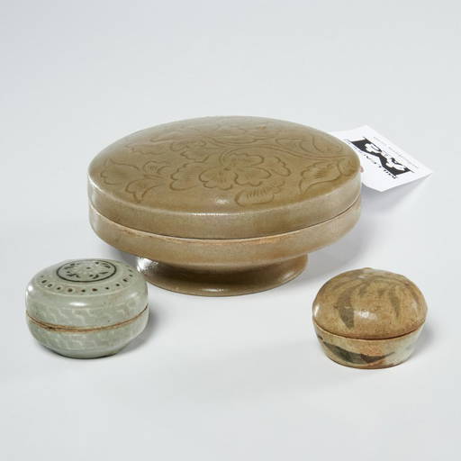 (3) Chinese And Korean Celadon Seal Paste Boxes
