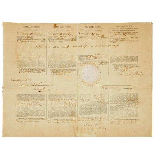Franklin Pierce, Document Signed As President