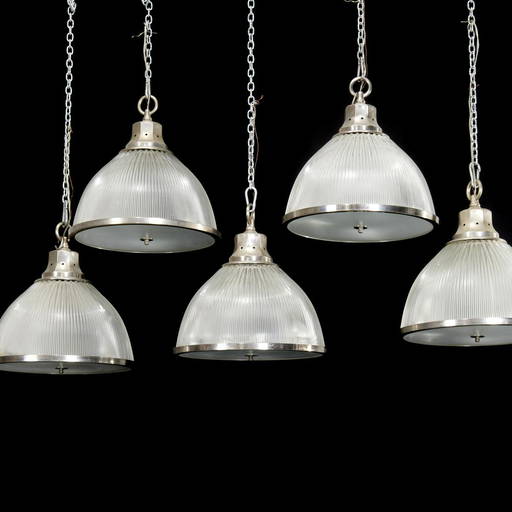 (5) Ann Morris Holophane Pendant Lights