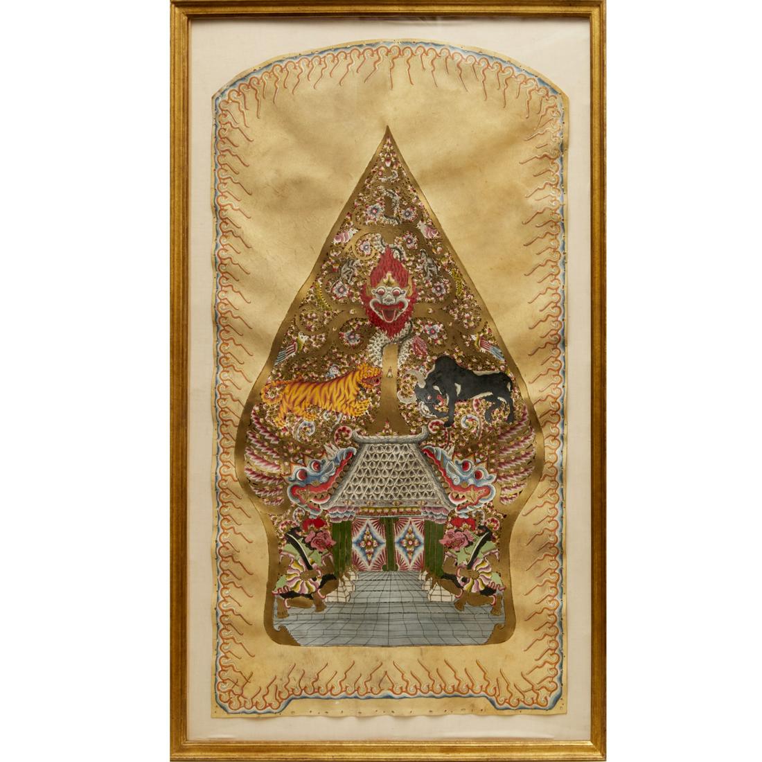 Wayang Kulit Tree Of Life Gunungan Shadow Puppet Auction