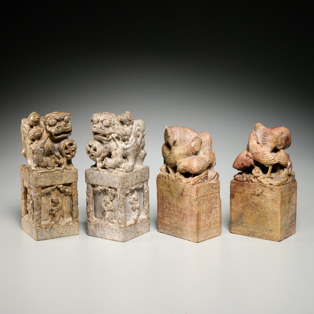 (2) Pair Chinese Carved Stone Seals