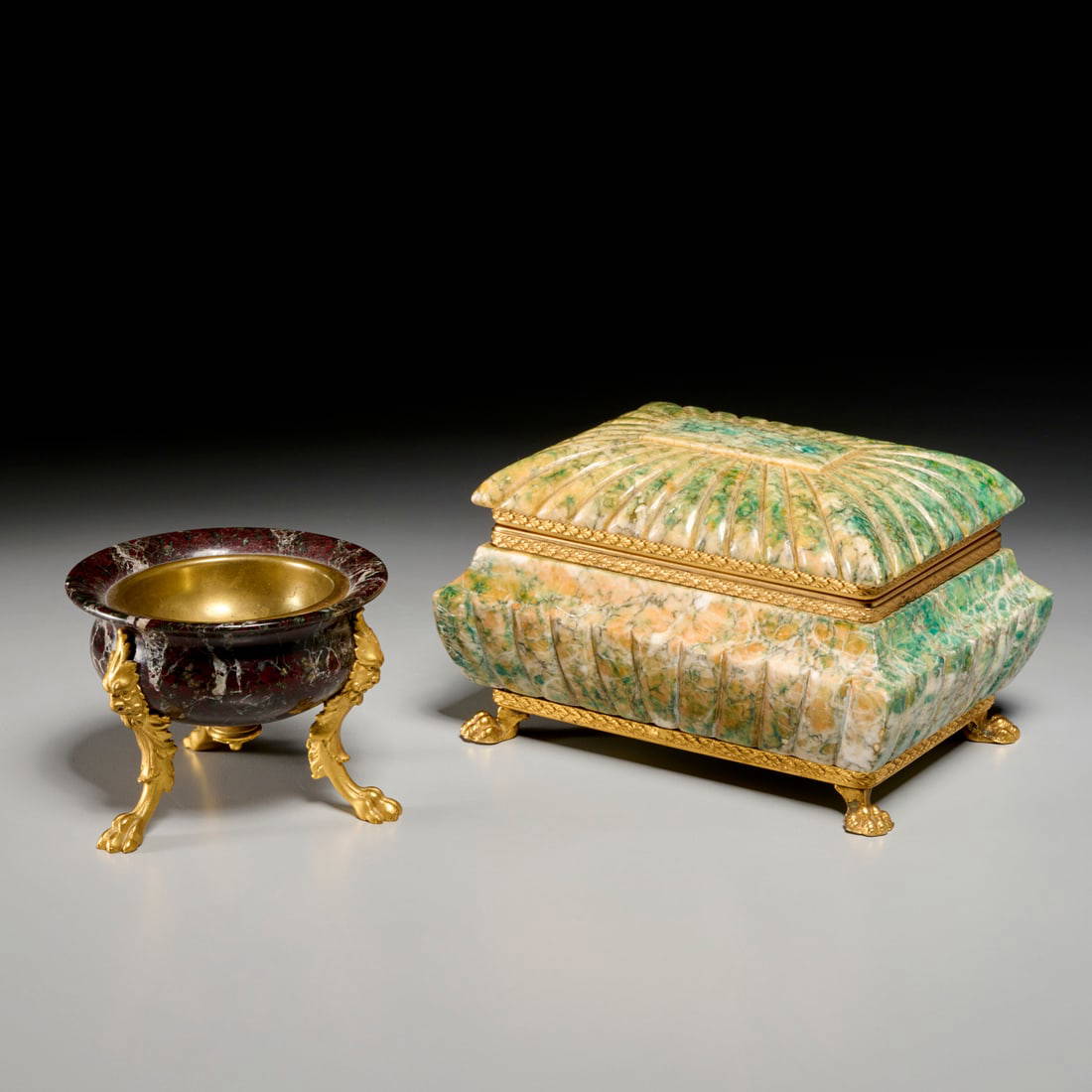 Empire Style Carved Stone Box And Censer Auction