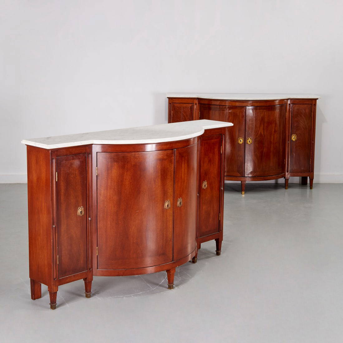 Pair Directoire Mahogany Marble Top Cabinets Auction