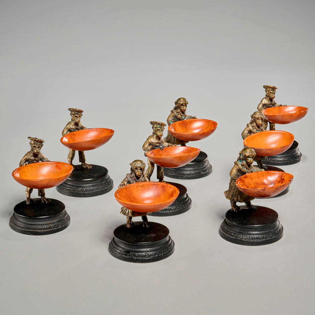 Set (8) Vienna Style Bronze Monkey Salt Cellars Auction