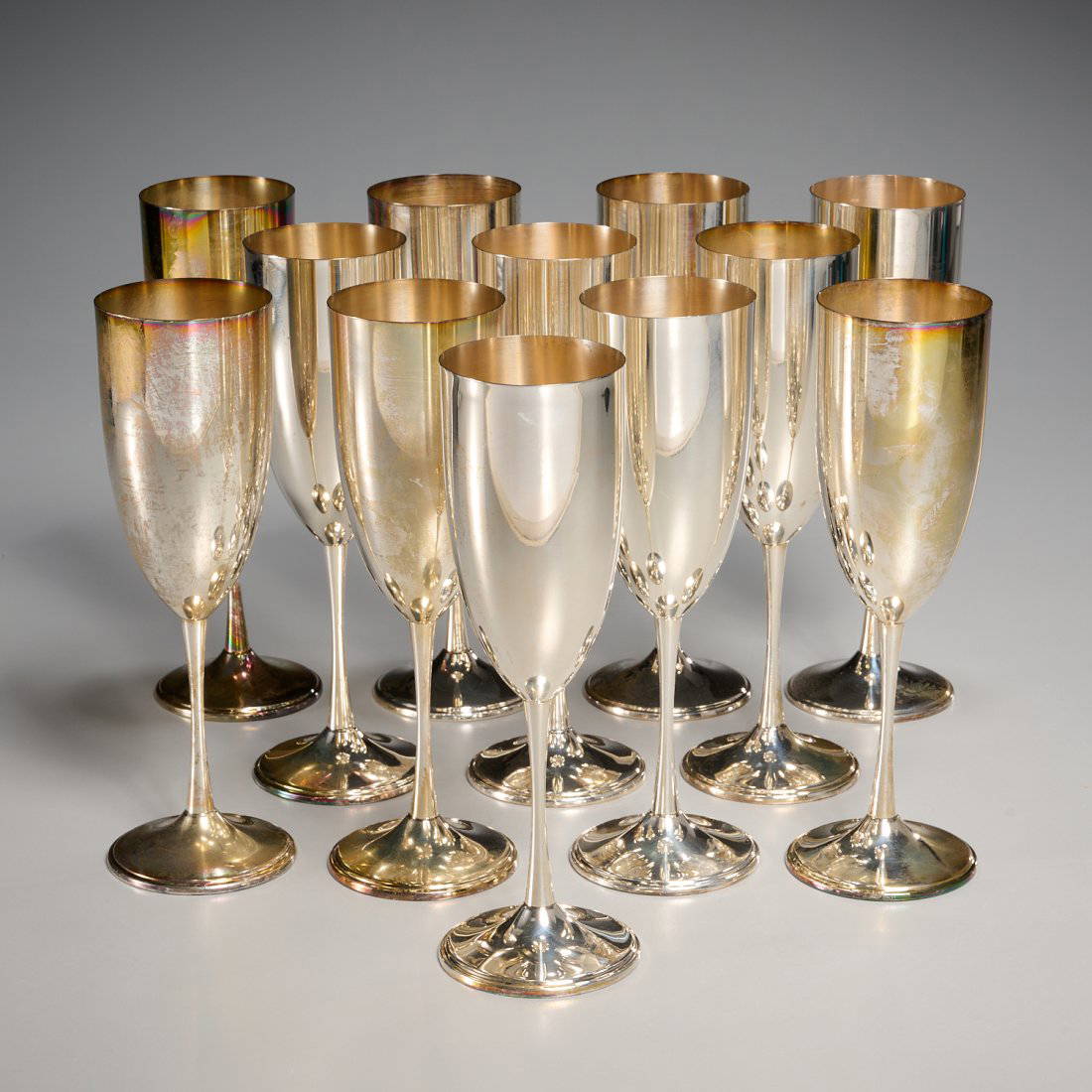 (12) Italian .800 Silver Procesecco Flutes Auction