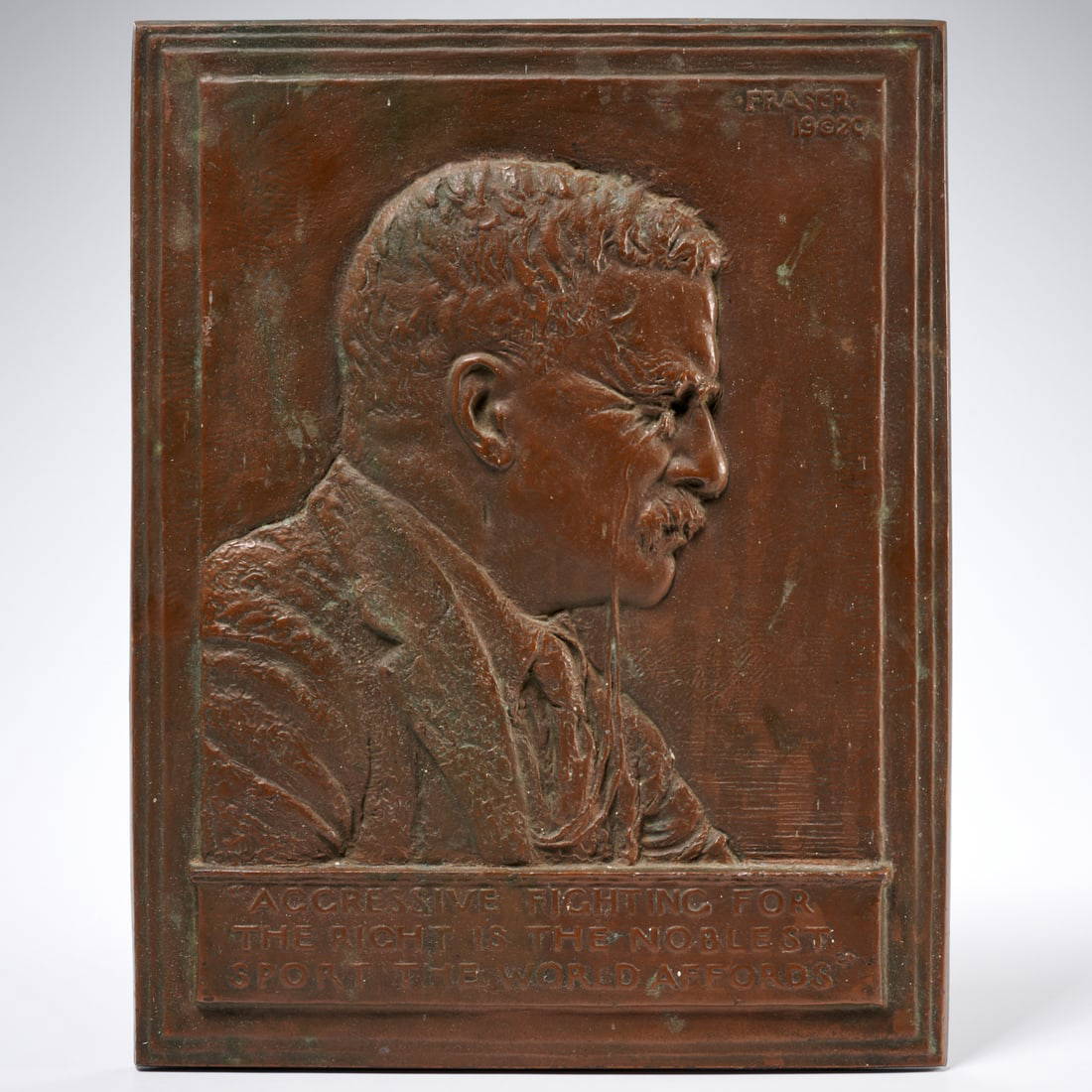 James Earle Fraser, Teddy Roosevelt Bronze Plaque Auction
