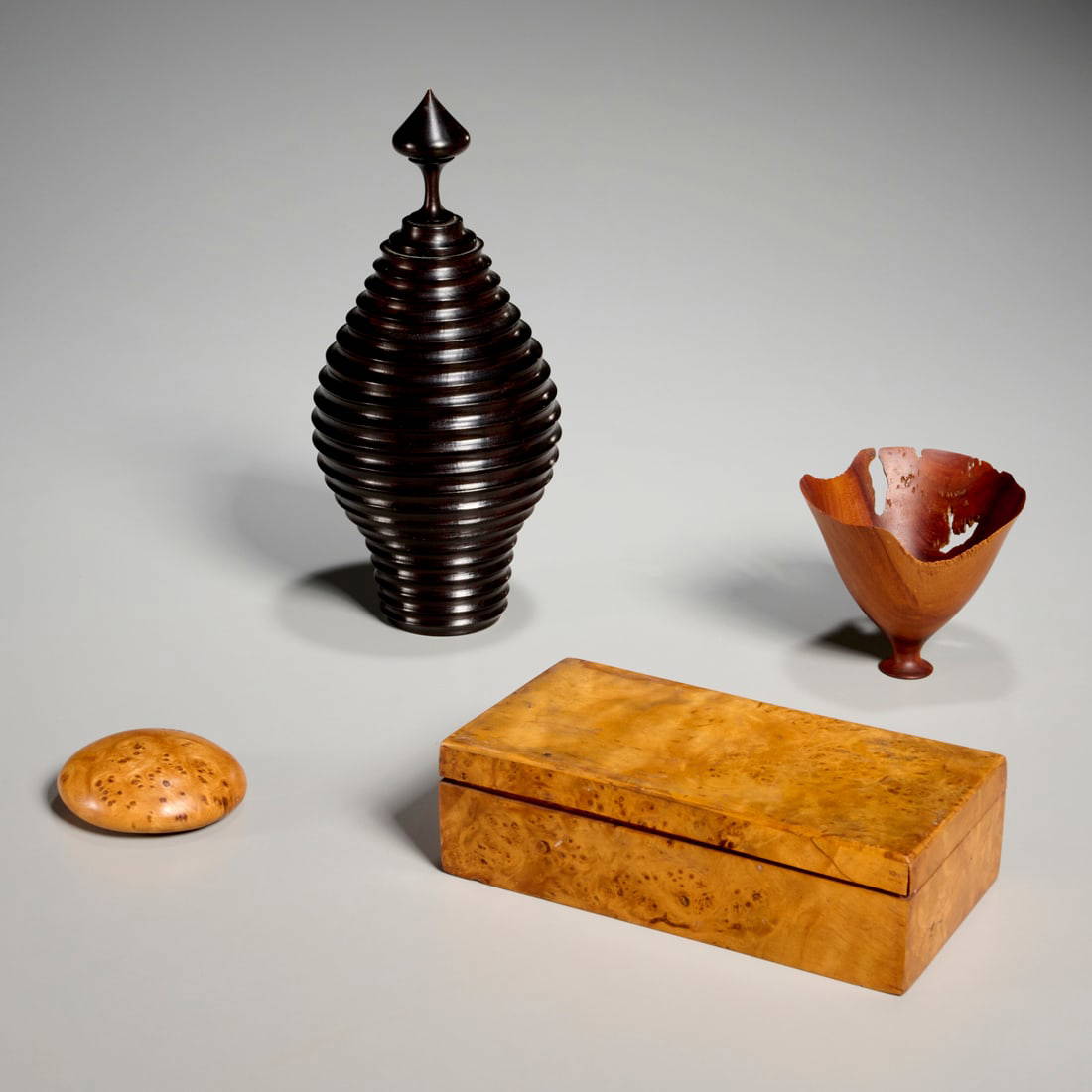 (4) Wood Studio Objects, Incl. Lindquist Auction