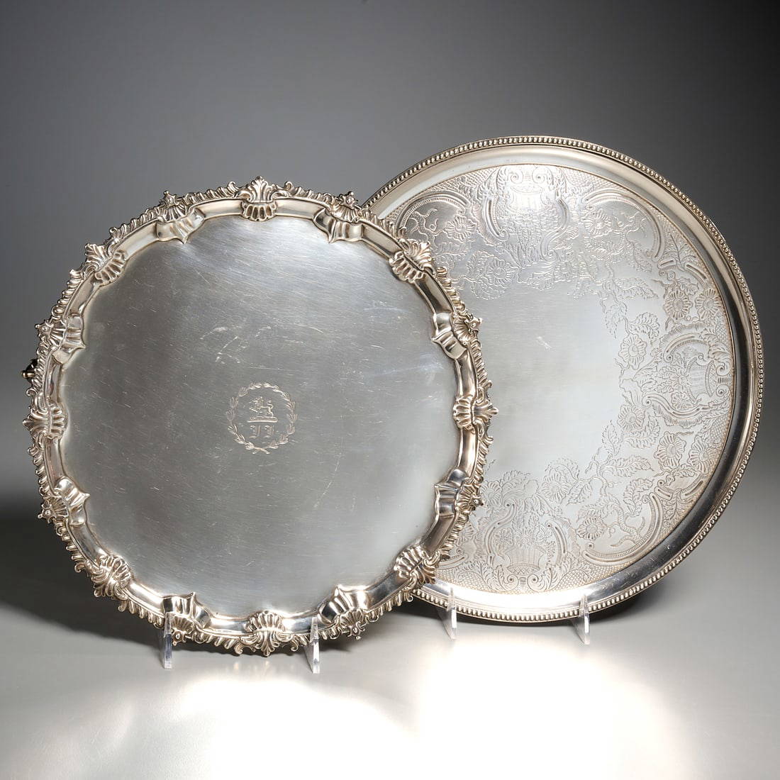 (2) George Iii Silver Salvers, Oliphant & Tweedie Auction