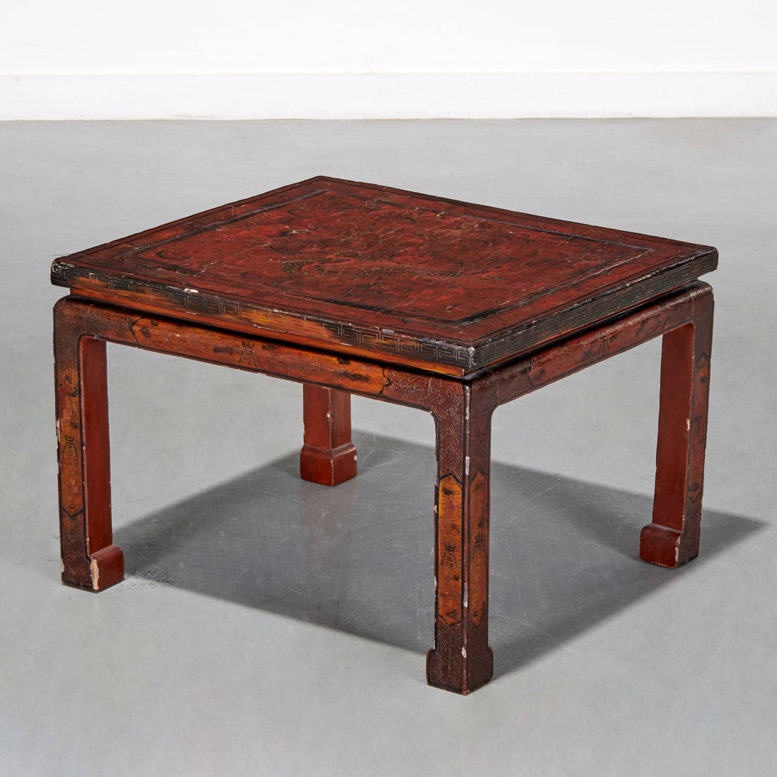 Chinese Tianqi Red Lacquer Low Table Auction