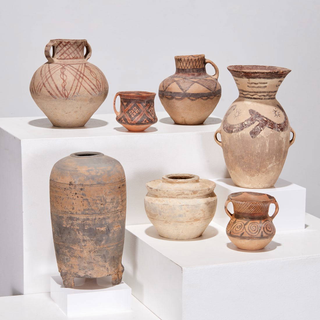 (7) Chinese Neolithic Style & Gray Pottery Vessels Auction