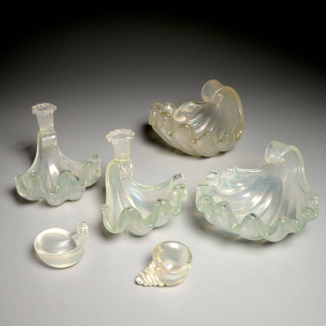 (6) Murano Glass Shell-form Tablewares Auction