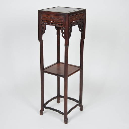 Chinese Carved Hardwood Tall Stand