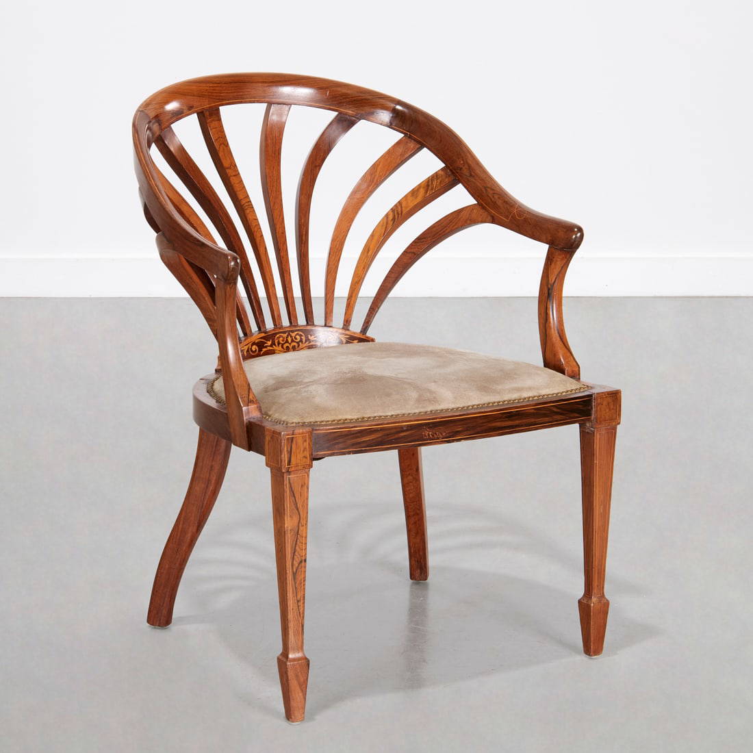 Edwardian Inlaid Rosewood Shell-back Armchair Auction