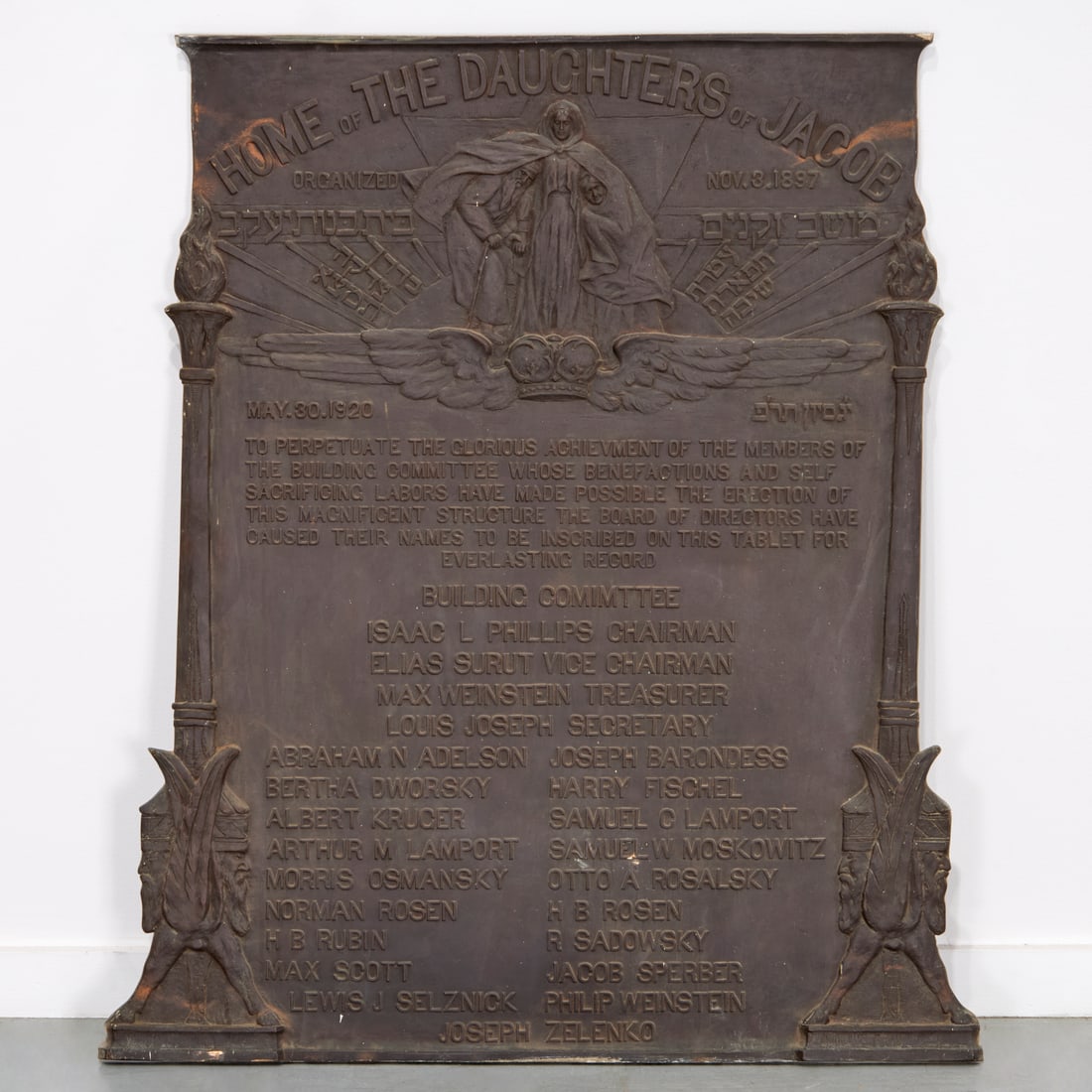 Jules Butensky, Large Bronze Plaque, 1920 Auction