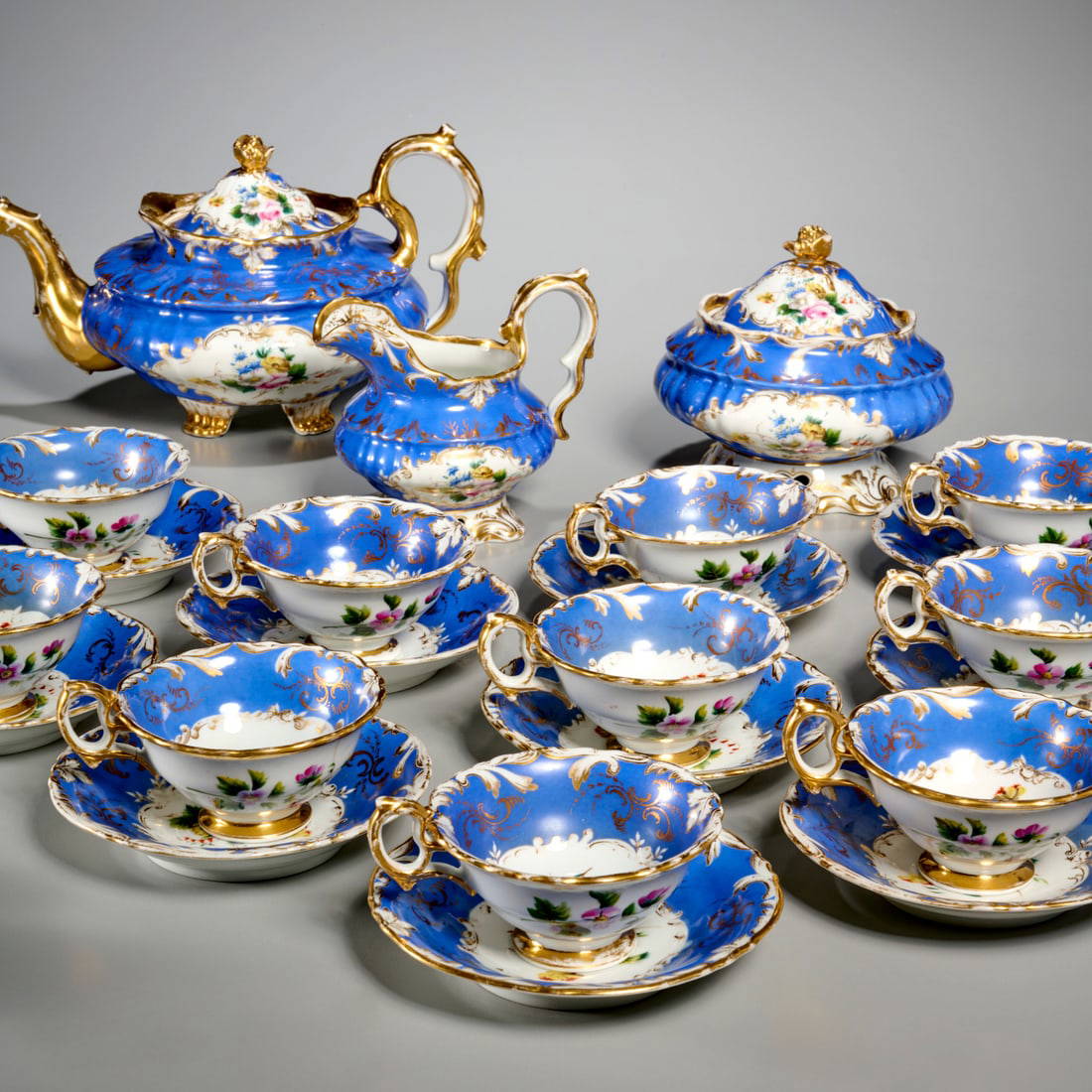 Gardner Russian Porcelain Tea Set, Ex Museum Auction