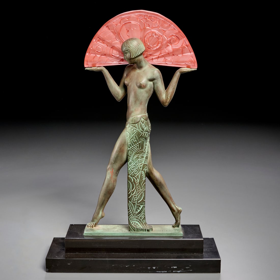 Raymonde Guerbe, Bronze "espana" Table Lamp Auction