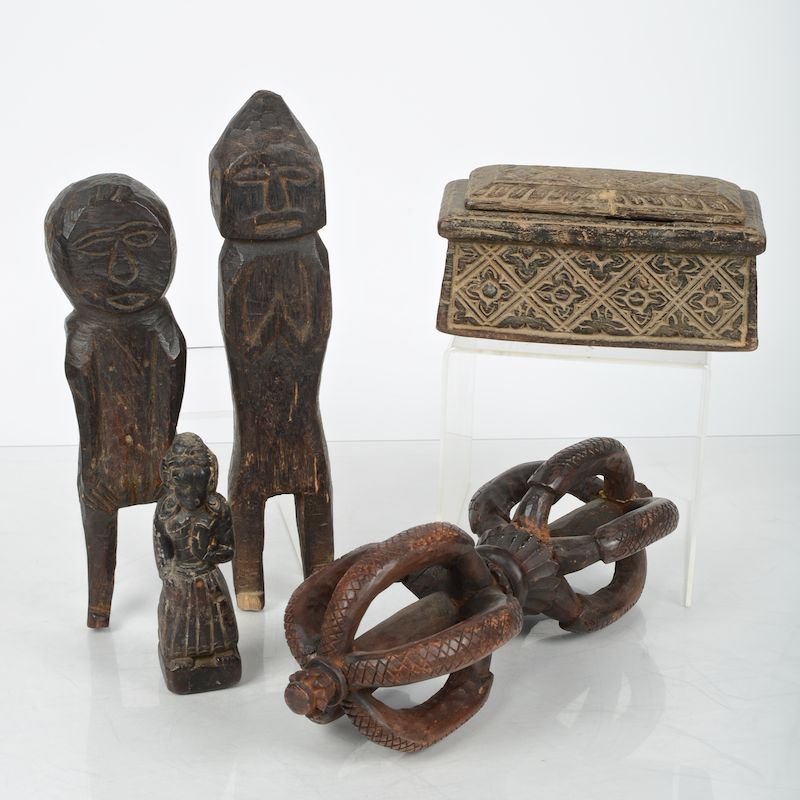 Group (5) Himalayan Carved Wood Artifacts
