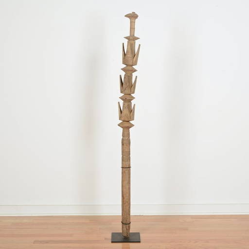 African Tribal Carved Wood Post