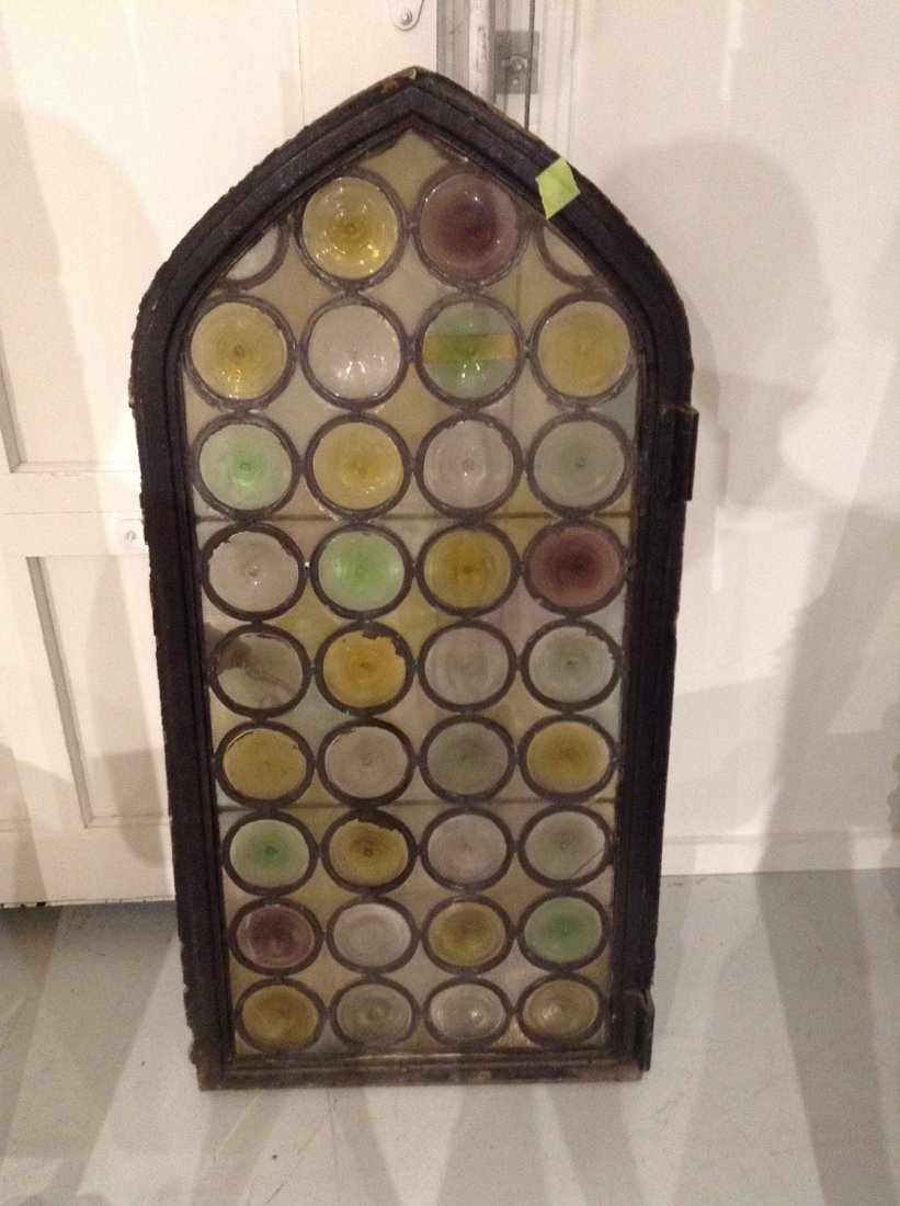 Bottle bottom stained glass window