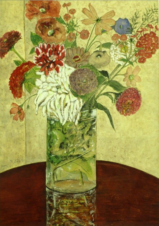 Water Color Still Life Flowers In Vase