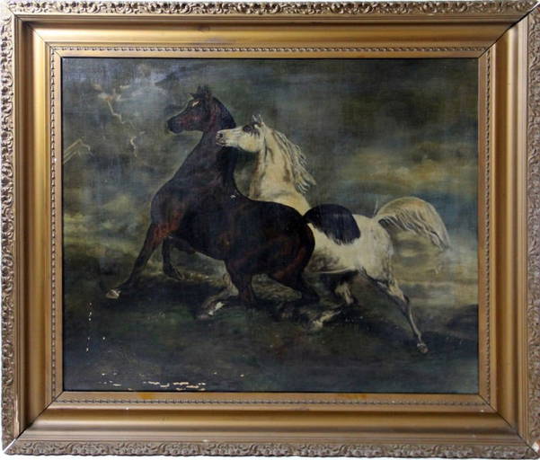 Joseph Garlock 1909 Horses In Field Oil Painting