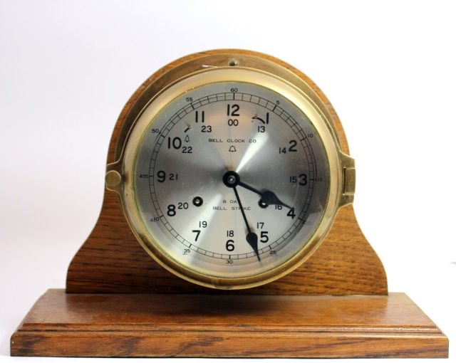 OLD BELL CLOCK Co. 8 DAY BELL STRIKE SHIP'S CLOCK