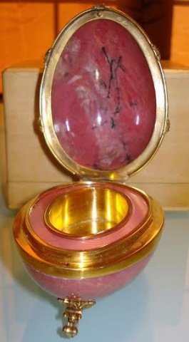 RUSSIAN SILVER RHODONITE STONE EGG