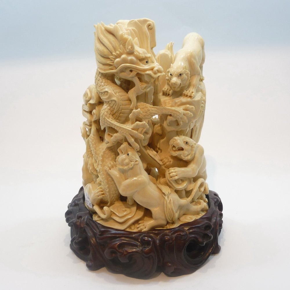 Mammoth Ivory Tusk - Dragon Playing with Tigers