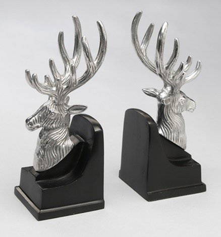 Silver Finish Stag Bookends