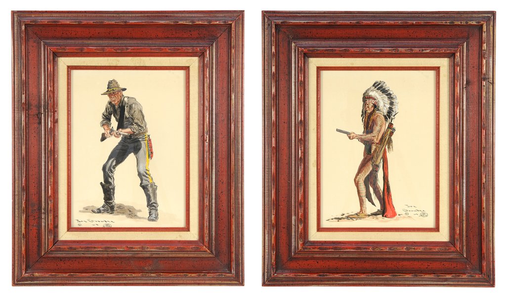 A PAIR OF JOE GRANDEE MIXED MEDIA ORIGINAL WORKS OF ART