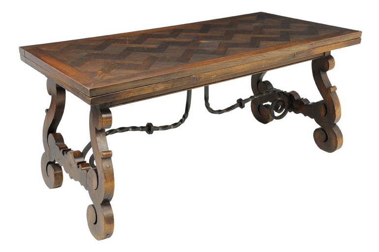 A Spanish Style Table With A Basket Weave Parquetry