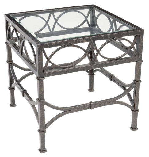 A Beveled Glass Top Patio Garden Side Table