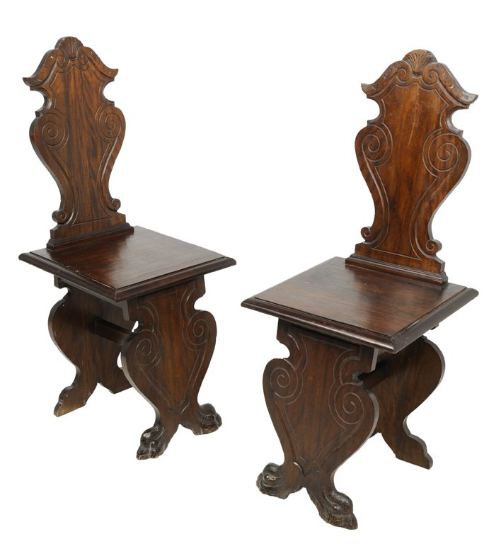A PAIR OF ITALIAN RENAISSANCE REVIVAL WALNUT SGABELLO