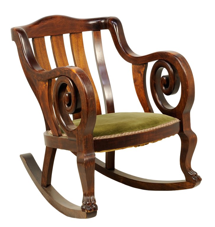 AN AMERICAN EMPIRE STYLE ROCKING CHAIR