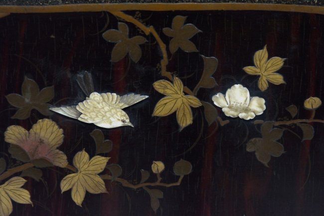 A JAPANESE TWO-PANEL IVORY AND SHIBAYAMA INLAID SCREEN : Lot 234