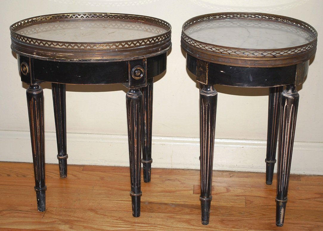 Pr 1940's Marbletop Cigarette Tables