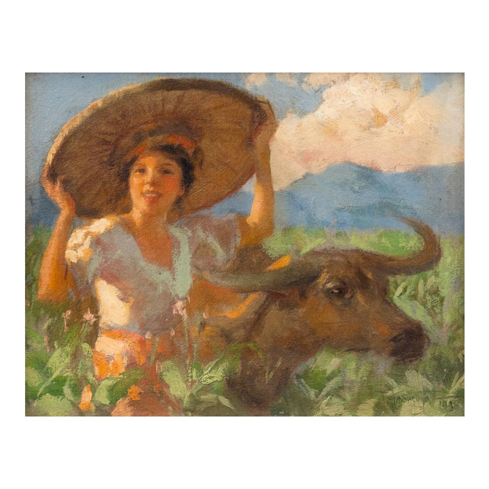 Fernando Amorsolo (1892 - 1972) - Smiling Woman With Carabao Auction
