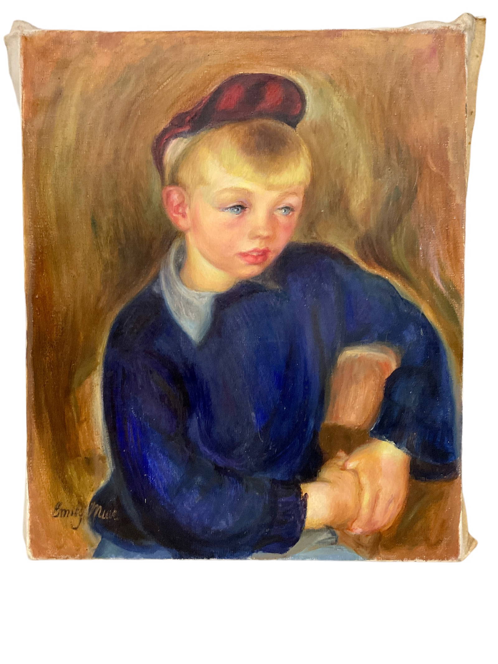 Oil On Canvas Portrait Of A Young Boy By Emily Muir (1904-2003). Auction