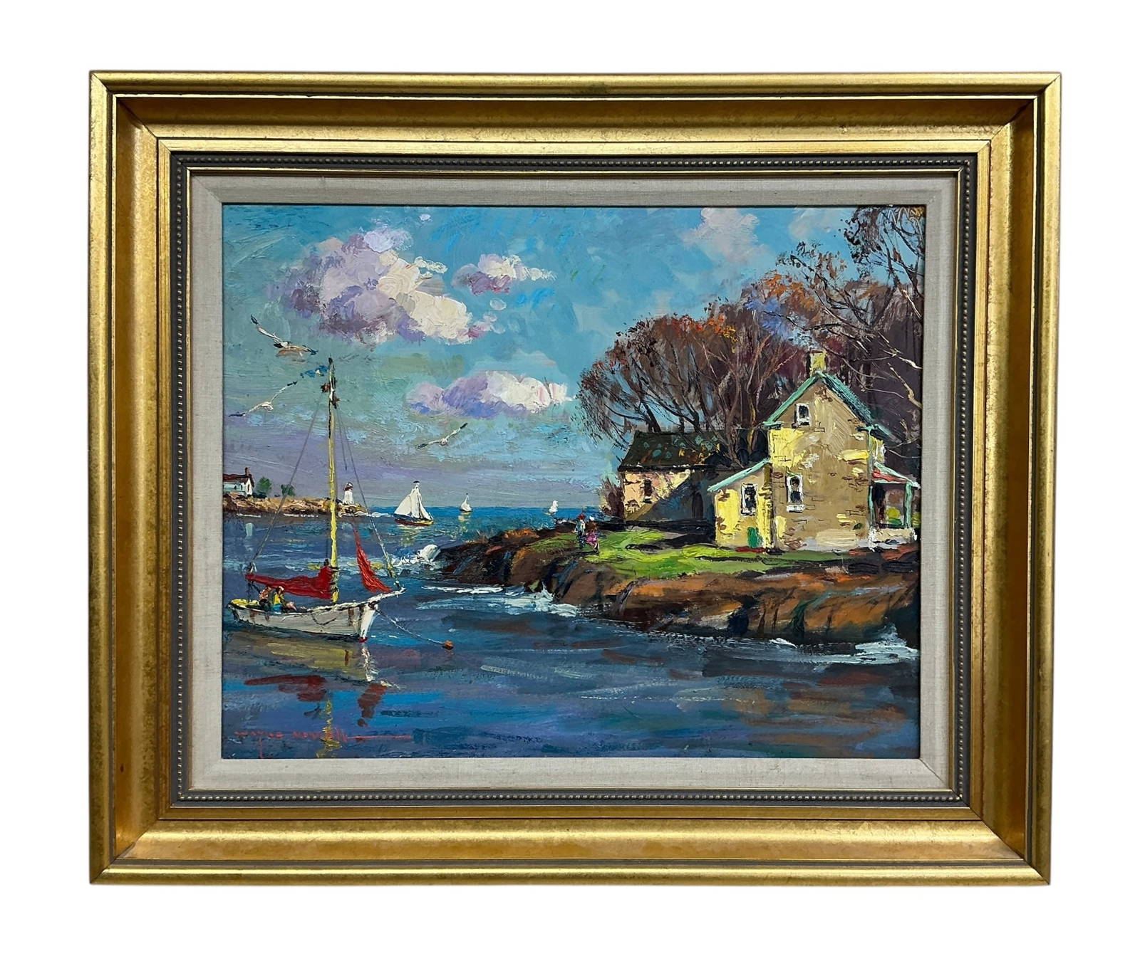 Wayne Morrell (1923-2013) Oil On Board Straitsmouth Cove Rockport Ma ...
